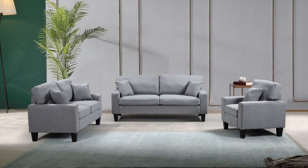 Zara 3-PC Sofa Set - Grey - PandoraFurniture.com