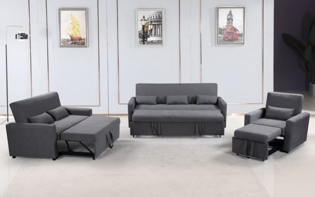 Transformer 3-PC convertible sofa bed Set - Charcoal Grey ...